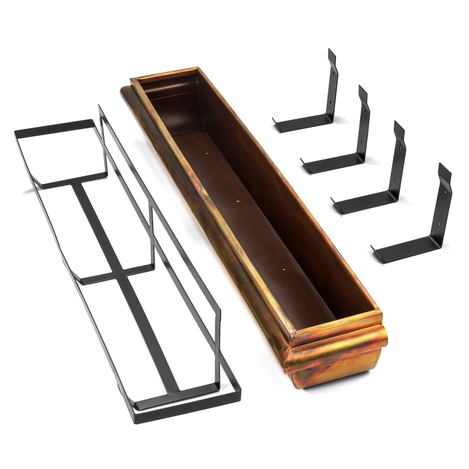 48" Rustic Copper Window Box Outdoor Decor H Potter