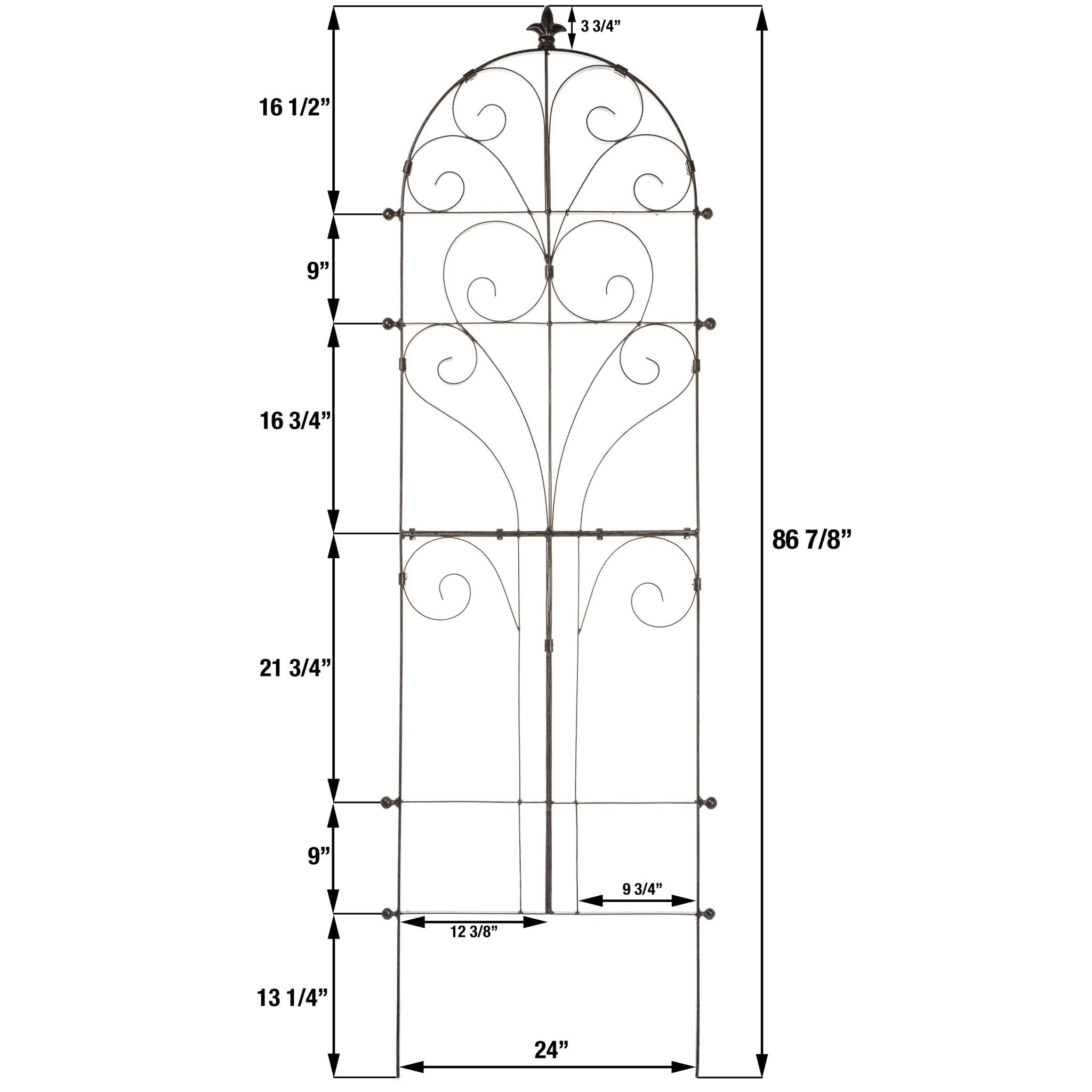 H Potter Large Italian Iron Trellis Yard Wall Art & Brackets