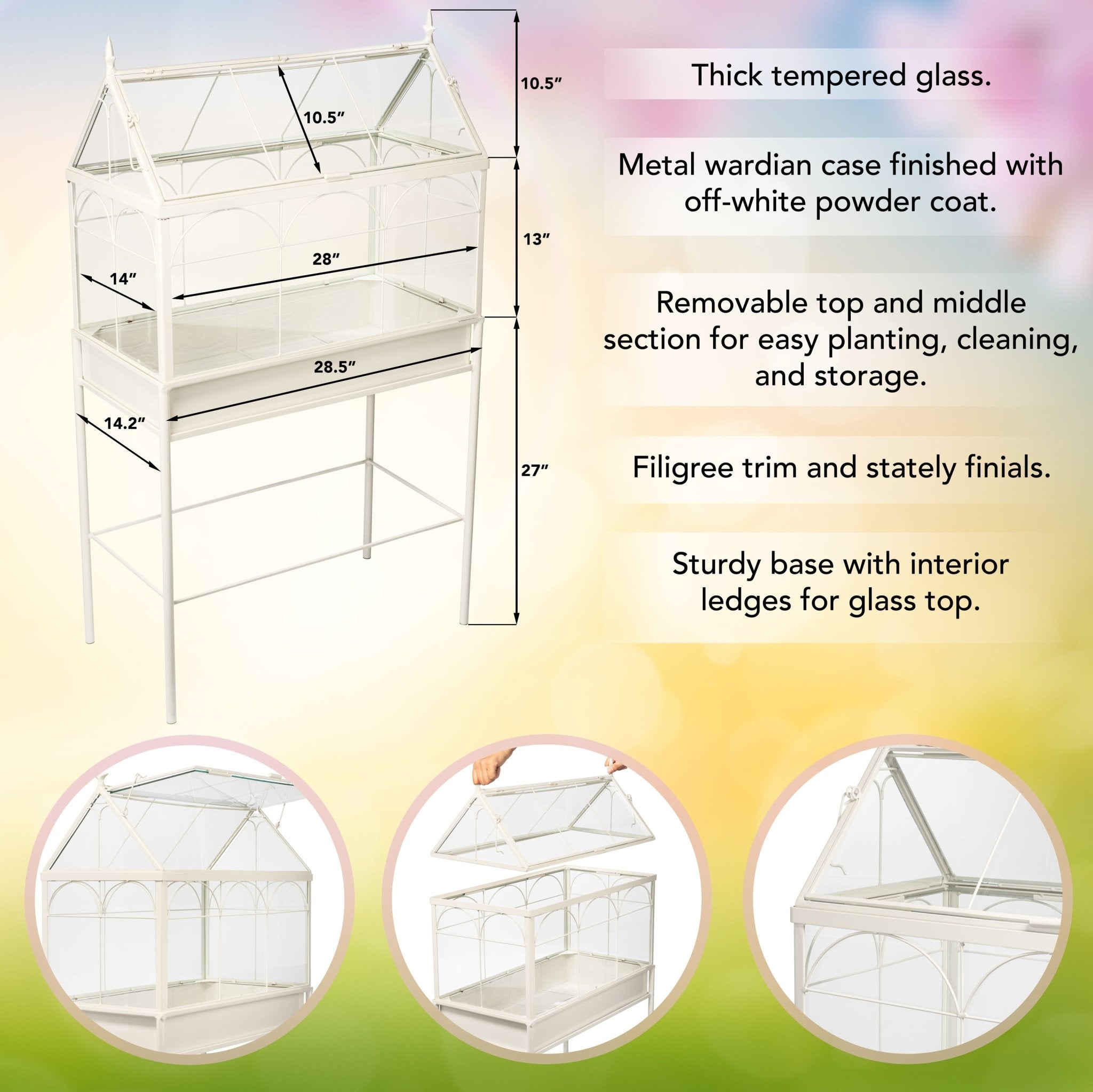 H Potter Large Square Freestanding Wardian Case Terrarium